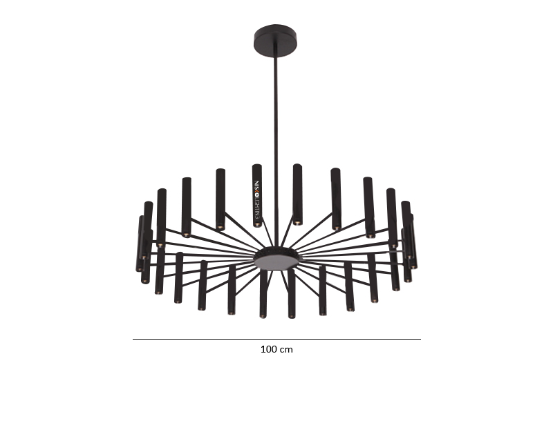 תאורה לבית - תאורה לסלון - מנורות תלייה - סיגמה שחור עגול - Nisko Lighting